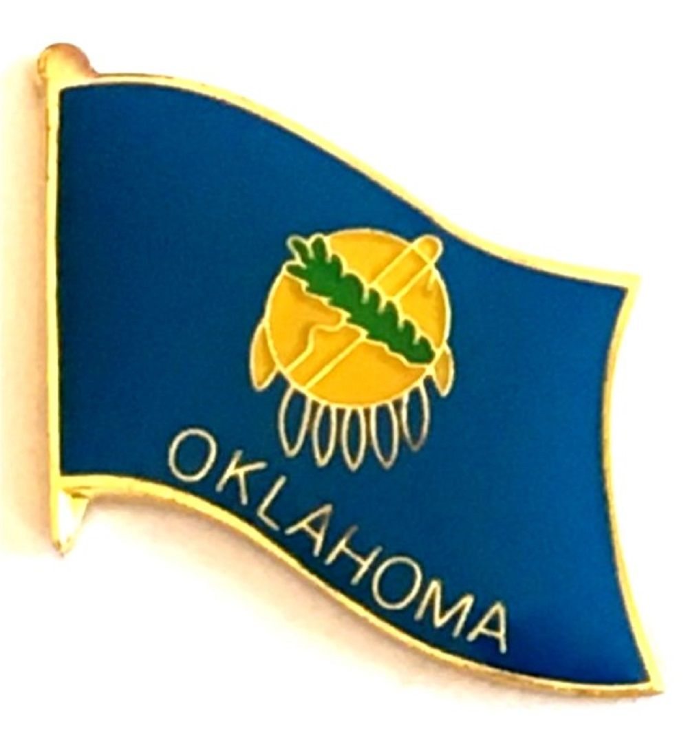 Oklahoma flag lapel pin, state single and double flag pins on sale ...